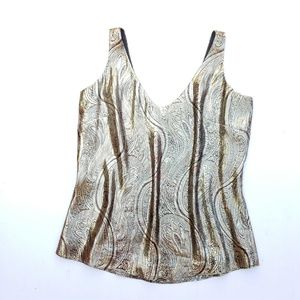 J. Crew | Tops | J Crew Silk Gold Metallic Sleeveless Paisley Top ...